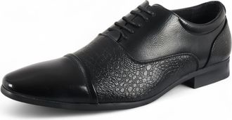 Infinity Leather Klassische Herrenschuhe im Brogue-Stil mit Schnürung in Schwarz