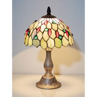 Chehoma Lampe &agrave; poser Floraison en verre &eacute;meraude 33x20cm