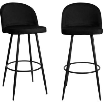 Calicosy Lot de 2 chaises de bar velours L52 cm - HOUNDI