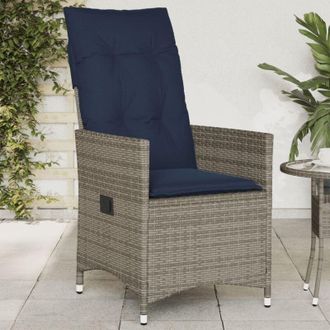 vidaXL Chaise de jardin inclinable avec coussins en r&eacute;sine tress&eacute;e grise Vidaxl