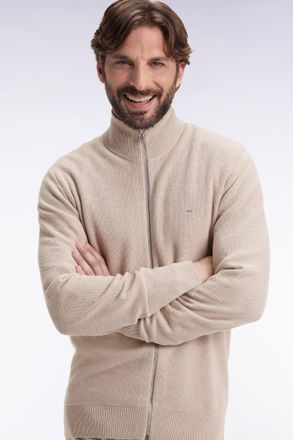 Eden Park Cardigan En Coton Nid Dabeille Beige Coupe Droite