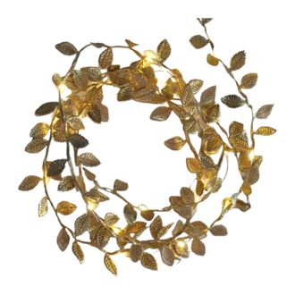 Generic Generische Girlande mit Lichtern, beleuchtete Weihnachtsgirlande, Bl&auml;ttergirlande, Weihnachtsdekoration, 6,6 Fu&szlig; k&uuml;nstliche Gold-Rattan-LED-Lichterket