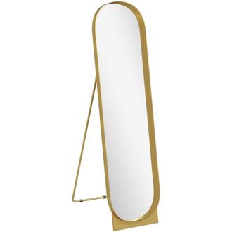 HOMCOM Homcom - Miroir sur pied design métal doré dim. 40 x 160 cm autoportant ou à adosser