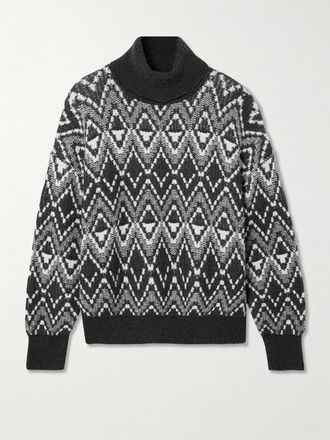 Varley Ida Fair Isle Strickpullover Mit Fair-isle-muster Und Rollkragen - Grau
