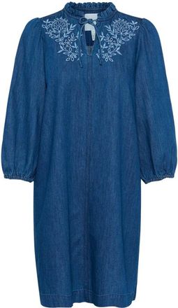 Part Two Femme, Robes, Bleu, Taille: 44 FR Robe en Denim Bleu Brodé