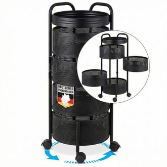 Floordirekt Chariot Utilitaire Mobile Noir &Agrave; 5 Niveaux 28 &times; 28 &times; 72 cm avec roulettes, Chariot Utilitaire M&eacute;dical, Chariot De Rangement pour Esth&eacute;ticienne