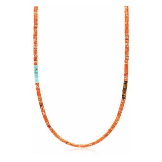 Nialaya Homme, Accessoires, Gris, Taille: XL Collier Heishi en Jaspe Orange