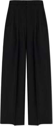Ami Femme, Pantalons, Noir, Taille: 36 FR Nouveau Pantalon Large Taille Haute en Laine