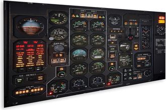 Islandburner Bild auf Leinwand Flugzeug Cockpit Anzeige Instrumente Bilder Wandbilder Poster ILSZ-Pano