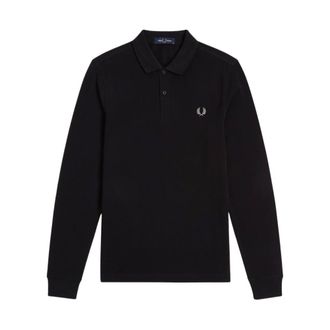 Fred Perry Homme, Tops, Noir, Taille: L Polo de Tennis à Manches Longues