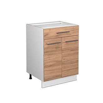Vicco Meuble Cuisine Fame-Line, Chêne de Force doré/Blanc, 60 cm avec tiroir, sans Plan de Travail