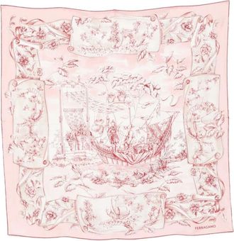 Ferragamo Femme, Accessoires, Rose, Taille: ONE Size Foulard en soie &agrave; imprim&eacute; floral