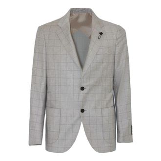 Lardini Beiger Wolle Kaschmir Prinz von Wales Blazer - - Jackets - Herren - Beige - 2XL