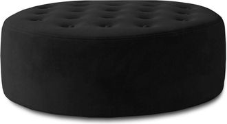Les Tendances Les Tendances - Pouf rond matelassé velours noir Styla 70cm