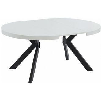 Vente-Unique Vente-unique - Table &agrave; manger extensible 4 &agrave; 8 personnes en mdf et acier - Blanc laqu&eacute; et noir - komoni