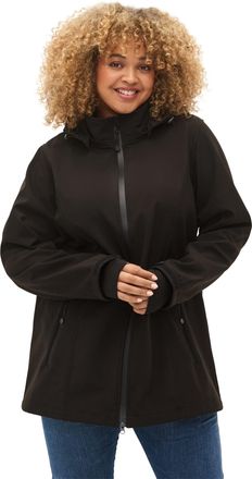 Zizzi Damen Große Größen Softshell Jacke Kurz Kapuze Gr Gr XXXL Black