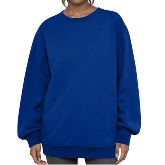 Generic Damen Sweatshirt Pullover Basic Sport Langarm Rundhals Pulli Fall Winter Freizeit Oversize Tops Leicht Pullover Einfarbig Baumwolle Oberteile für Allt