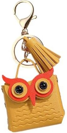Generic Porte-clés hibou en cuir - Porte-clés en cuir pour petit sac, porte-monnaie chouette, porte-clés chic animal pompon porte-clés pour accessoires de mod