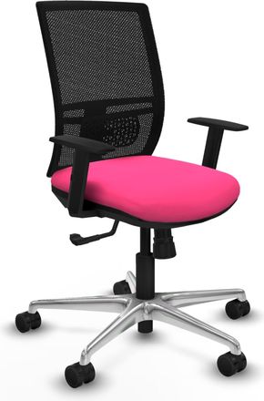 Piqueras y Crespo B&uuml;rodrehstuhl mit 1D-Armen, h&ouml;henverstellbare Lendenwirbelst&uuml;tze, ausgestattet mit 4 Positionen und Schneideschaum, mit 65 mm Nylon-Rollen, Schwarz/Ro