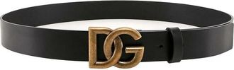 Dolce & Gabbana G&uuml;rtel mit Crossover DG Logo Schnalle - - Accessories - Herren - Schwarzk - 90 CM