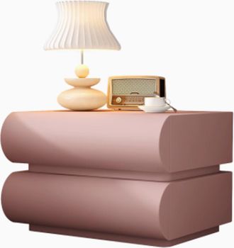 Generic Nachttisch Mit 2 Schubladen - Nachttisch Aus Holz Mit Lederoberfläche, Keine Montage Erforderlich (17,7 Zoll, Hellgrau)(Light Pink,50cm/19.6in)