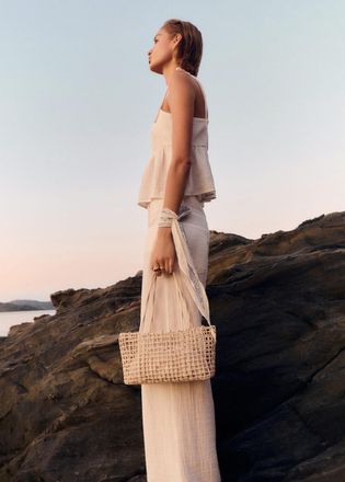 Mango Sac porté épaule tressé moyen blanc cassé - Femme - Taille unique - MANGO