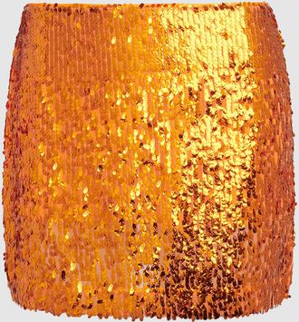 Rotate Jupe Courte Sequins Vibrant Orange