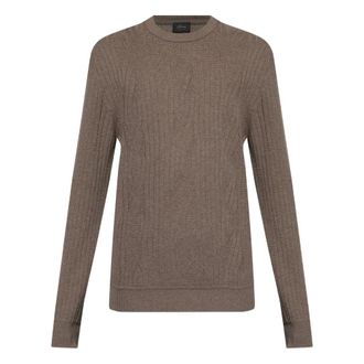 Brioni Homme, Pulls, Brun, Taille: 2XL Tricot c&ocirc;tel&eacute; en laine et cachemire
