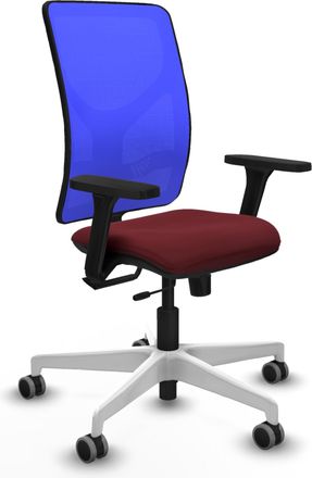 Piqueras y Crespo Fernarbeitsstuhl mit 3D-Armen, h&ouml;henverstellbare Lendenwirbelst&uuml;tze, ausgestattet mit Syncro/Traslack und Schneideschaum, Blau/Granatrot