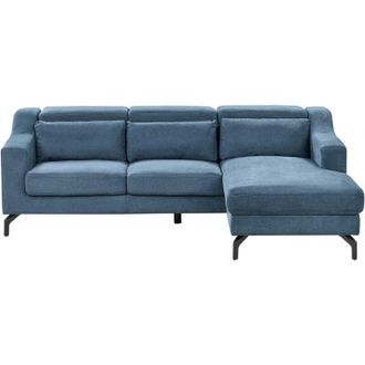 Beliani Beliani - Canap&eacute; dAngle en Velours Bleu Fonc&eacute; avec Appuis-t&ecirc;te R&eacute;glable pour Salon Moderne