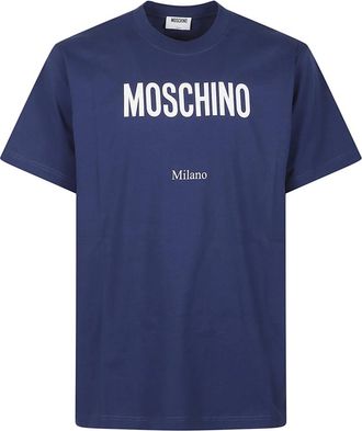 Moschino Homme, Tops, Bleu, Taille: XL Logo Print T-Shirt