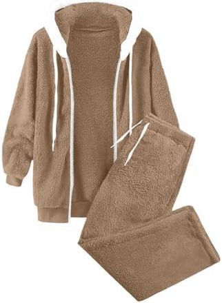 Generic 2026 Surv&ecirc;tement dint&eacute;rieur pour femme - Hiver moelleux- Avec veste &agrave; capuche et pantalon - Polaire chaude - 2 pi&egrave;ces - Combinaison de loisirs douille