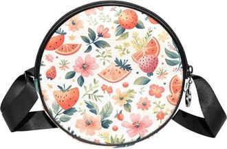 Generic Sac &agrave; bandouli&egrave;re Circle pour femme, petit sac &agrave; bandouli&egrave;re color&eacute; avec fermeture &eacute;clair, bretelles r&eacute;glables, sac &agrave; main rond d&eacute;contract&eacute; pour femme