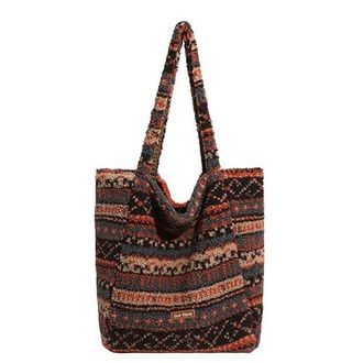 Generic Sac &agrave; main en peluche de grande capacit&eacute;, sac &agrave; bandouli&egrave;re, sac de courses d&eacute;contract&eacute; pour femme, shopping, marron, 370*300*160MM