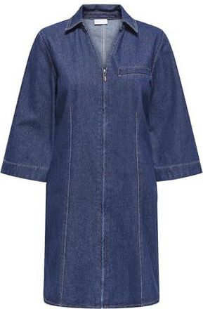 Jacqueline de Yong JdY Jdysally Dress Robe 3/4 Sally Zip Stitch DNM, Bleu foncé Denim, XL Femmes