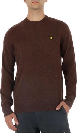 Lyle & Scott Homme, Pulls, Brun, Taille: S Pull Tricot Manches Longues Col Rond M&eacute;lange de Laine