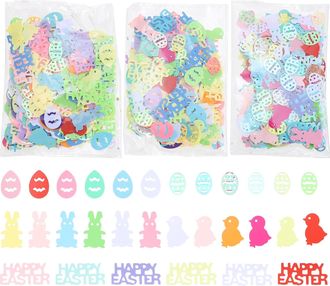 Valiclud 3 St&uuml;ck Pack Osterkonfetti Tischdekoration mit Hasen K&uuml;ken und Eiern Pailletten Streudeko f&uuml;r Osterparty Selbstgemacht Basteln und Kinderfeiern