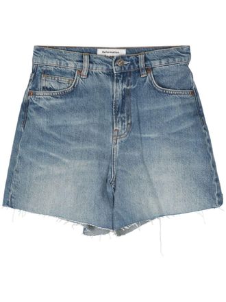 Reformation short en jean à taille haute - Bleu