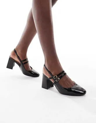 New Look Babies à talon avec deux brides - Noir