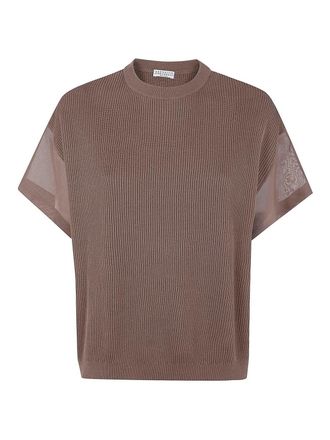 Brunello Cucinelli Pull Col Rond - Marron