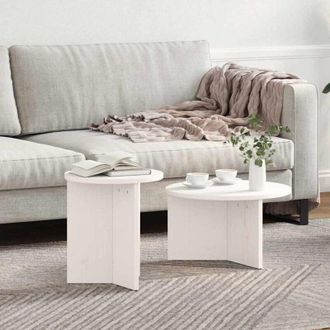 vidaXL Vidaxl - Table basse 2 pcs Blanc 49 x 49 x 28 cm Bois de pin massif