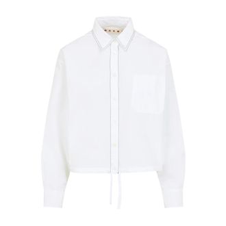 Marni Cropped Langarmshirt - - Blouses & Shirts - Damen - Wei&szlig; - XS