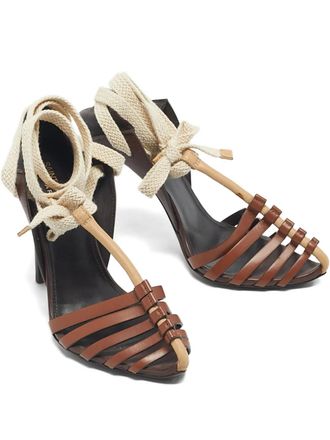 Saint Laurent escarpins Majorelle &agrave; lacets - Marron