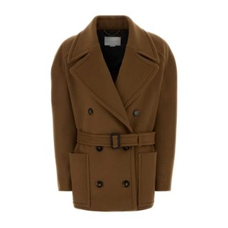 Stella McCartney Midilanger- zweireihiger Mantel - - Coats - Damen - Braun - M