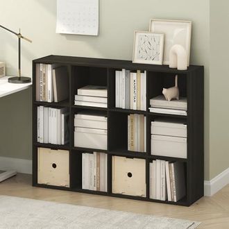 Furinno PELLI B&uuml;cherregal, 12-teiliges W&uuml;rfelregal, Aufbewahrungsorganizer, 11,7 x 47,6 x 36 cm, f&uuml;r Wohnzimmer, Schlafzimmer, Homeoffice, Espresso