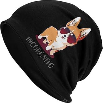 Generic Femme Homme Bonnets Tricot&eacute; Incorgnito Corgi Hiver Chapeaux Classique Bonnets De Ski Mode Bonnet dhiver pour Course Cyclisme Hiver
