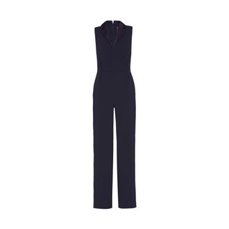 Manila Grace Jumpsuit mit V-Ausschnitt im trendigen Stil - - Jumpsuits & Playsuits - Damen - Blau - XS