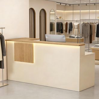 Generic Empfangstheke mit LED-Beleuchtung Empfangstheke mit abschlie&szlig;baren Schubladen Stauraum und Tastaturablage Ideale Kassentheke f&uuml;r B&uuml;ro Zuhause oder Kli