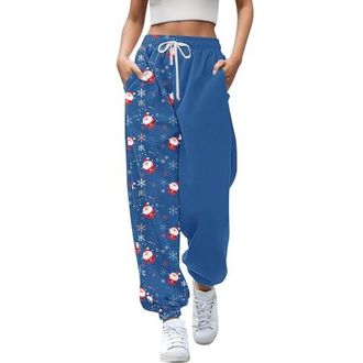 Generic Pantalon de surv&ecirc;tement chaud doubl&eacute; en polaire pour femme avec cordon de serrage &agrave; la taille - Coupe ample - V&ecirc;tement d&eacute;contract&eacute; pour la maison, lin