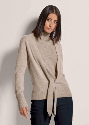 Madeleine Strickjacke Kaschmir-Strickjacke mit tiefem V-Ausschnitt und Bindeband